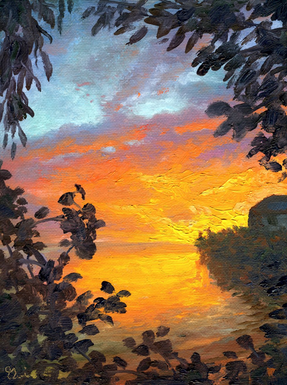 Hidden Beach Sunset | Seascape Oil Painting Original - Andrew Gaia Art ...